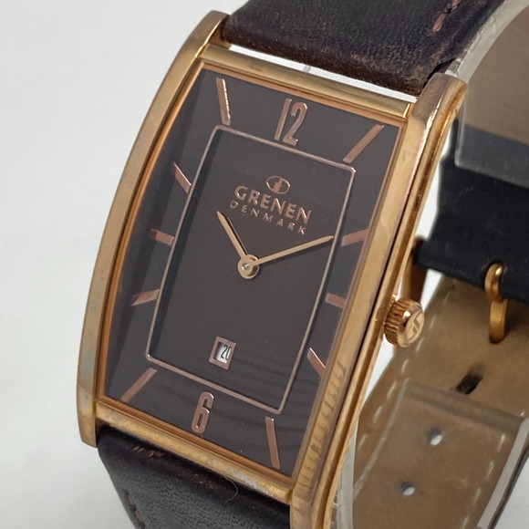 Grenen | Accessories | Grenen Tank Watch Men 29mm Rose Gold Tone Date ...